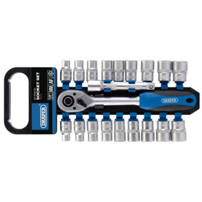 Draper 1/2" Sq. Dr. Combined MM/AF Socket and Ratchet Set 20 piece 16376