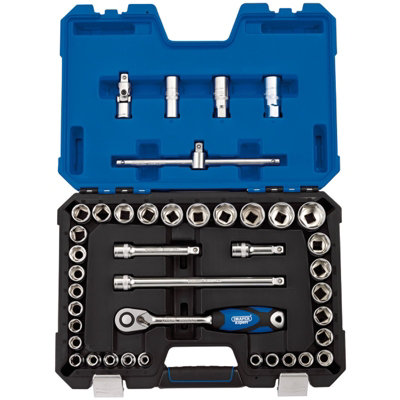 Draper 1/2" Sq. Dr. Combined MM/AF Socket Set 41 Piece 16453 | DIY at B&Q