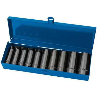 Draper 1/2" Sq. Dr. Draper HI-Torq Metric Deep Impact Socket Set 10 ...