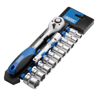 Draper 1/2" Sq. Dr. Metric Socket and Ratchet Set 12 Piece 16374
