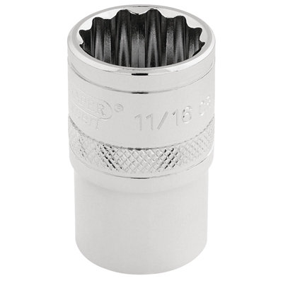 Draper 1/2" Square Drive Hi-Torq 12 Point Socket 11/16" 33644 | DIY at B&Q