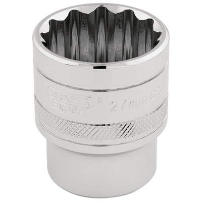 Draper 1/2" Square Drive Hi-Torq 12 Point Socket 27mm 33442 | DIY at B&Q