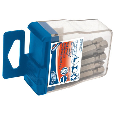 Draper 1/4" Hex. Assorted Insert Bits in Plastic Storage Case 15 PIECE ...