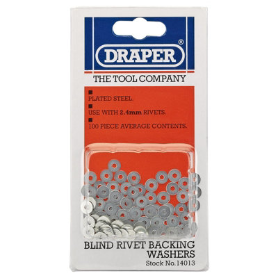 Draper 100 x 2.4mm Rivet Backing Washers 14013 | DIY at B&Q