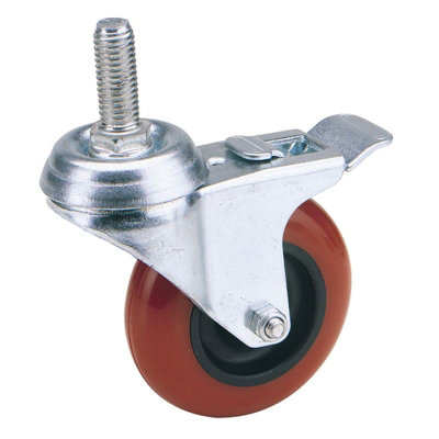Draper 100mm Dia. Swivel Bolt Fixing Polyurethane Wheel with Brake - S ...