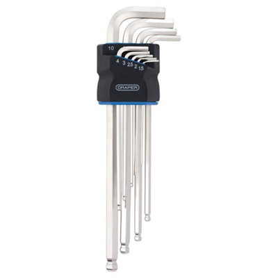Draper 12809 Metric Extra Long Arm Ball End Hex Key Set (9 Piece)