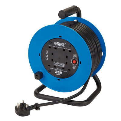 Draper 230V Heavy Duty Industrial Four Socket Cable Reel, 25m 02122