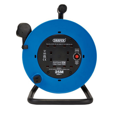 Draper 230V Heavy Duty Industrial Four Socket Cable Reel, 25m 02122