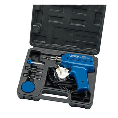 Draper 230V Soldering Gun Kit 100W 1.2m Cable Tips Solder Flux Blow ...