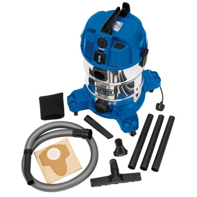Draper 230V Wet and Dry Vacuum Cleaner with Stainless Steel Tank and ...