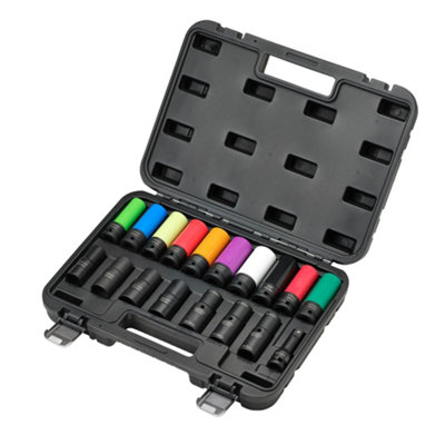 Draper 28198 Wheel Nut Socket Set, 1/2" Sq. Dr. (18 Piece)