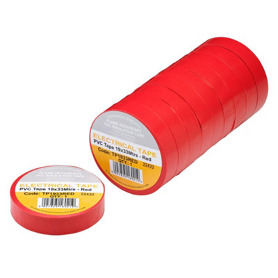 Draper 29501 Red PVC Electrical Insulation Tape, 19mm x 33m (Pack of 10)