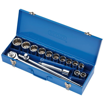 Draper 3/4" Sq. Dr. Metric Socket Set in Metal Case 15 piece 16440 ...