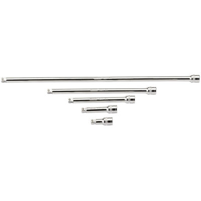 Draper 3/8" Square Drive Satin Chrome Wobble Extension Bar Set 5 Piece 16768 | DIY at B&Q