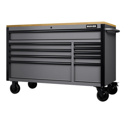 Draper 31760 BUNKER 10 Drawer Workbench Roller Tool Cabinet, 56", Light ...