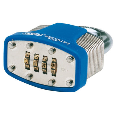 Draper 48mm Resetable 4 Number Combination Laminated Steel Padlock with ...