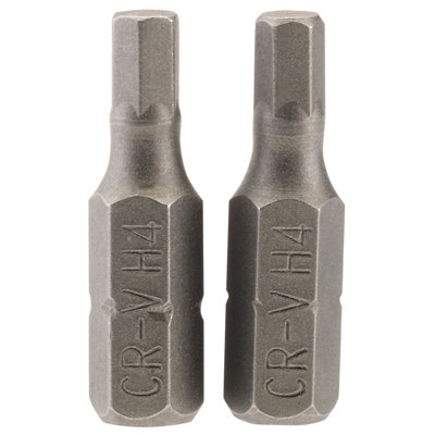Draper 4mm 1/4" Hex. Hexagonal Insert Bit 25mm Long x 2 63982