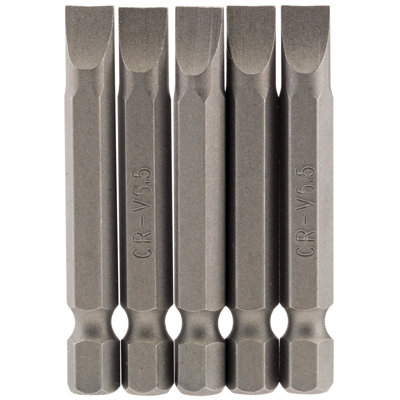 Draper 6.5mm 1/4" Hex. Plain Slot Insert Bit 50mm Long x 5 64276