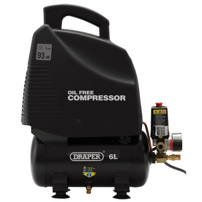 Draper 6L Oil-Free Air Compressor, 1.1kW/1.5hp 24974