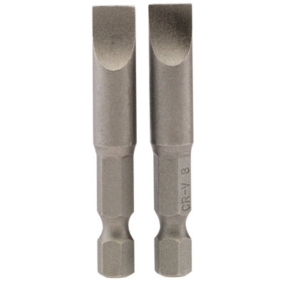 Draper 8mm 1/4" Hex. Plain Slot Insert Bit 50mm Long x 2 64226 | DIY at B&Q