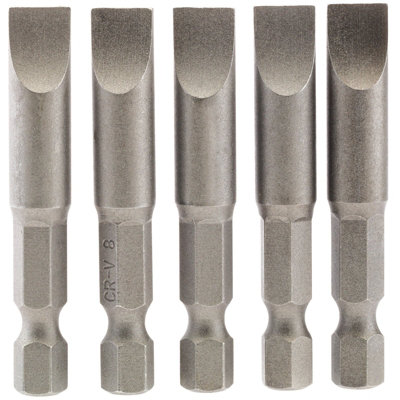Draper 8mm 1/4" Hex. Plain Slot Insert Bit 50mm Long x 5 64280 | DIY at B&Q
