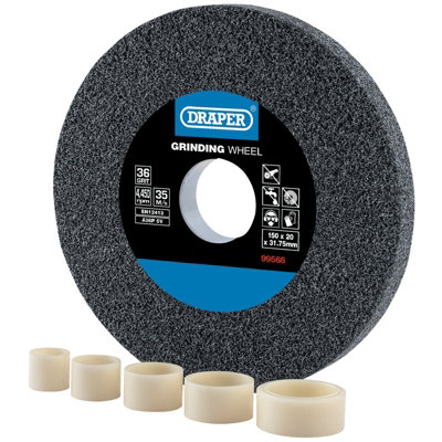 Draper Aluminium Oxide Bench Grinding Wheel, 150 x 20mm, 36 Grit 99566