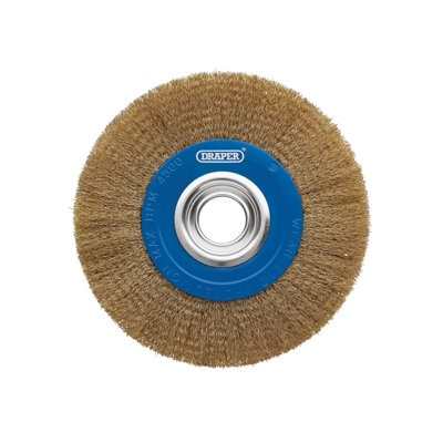 Draper Brassed Steel Bench Grinder Wire Wheel Brush, 200 x 31.75mm ...