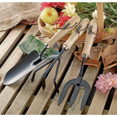 Draper Carbon Steel Hand Fork, Cultivator and Trowel with Hardwood ...