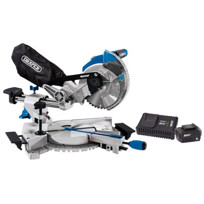 Draper D20 20V Brushless Sliding Compound Mitre Saw, 185mm, 1 x 5.0Ah ...