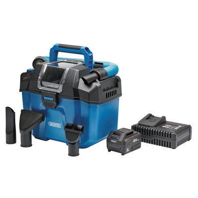 Draper D20 20V Wet and Dry Vacuum Cleaner, 1 x 4.0Ah Battery, 1 x Fast ...