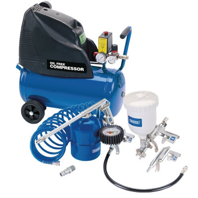 Draper Direct Drive Oil Free Air Compressor, 24L & Air Tool Kit 25936 ...