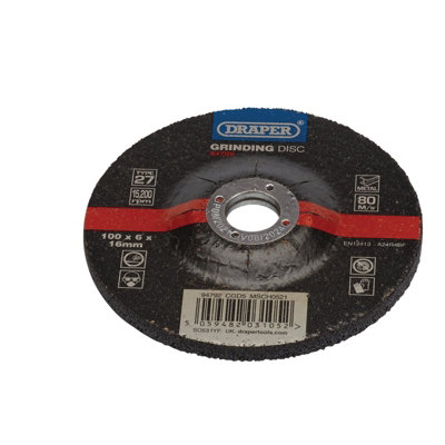 Draper DPC Metal Grinding Disc, 100 x 6 x 16mm 94792 | DIY at B&Q