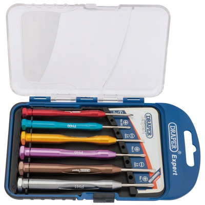 Draper Draper Expert Precision Screwdriver Set, 3 x Plain Slot, 3 x ...
