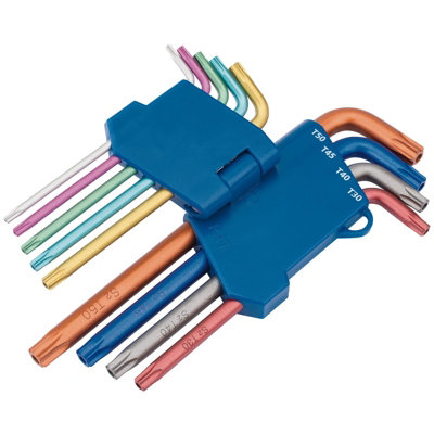 Draper Draper TX-STAR Security Coloured Key Set 9 Piece 22204 | DIY at B&Q