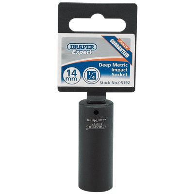 Draper Expert 14mm 1/4" Square Drive Hi-Torq 6 Point Deep Impact Socket ...