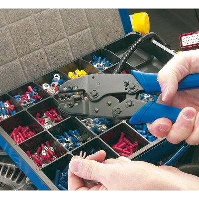 Draper Expert 220mm Ratchet Crimping Tool And Terminal Kit With Mixed ...