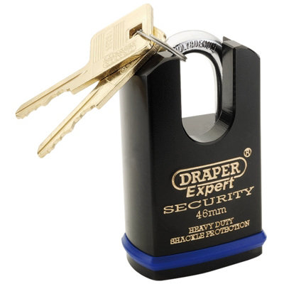 Draper Expert 46mm Heavy Duty Padlock and 2 Keys with Shrouded Shackle ...