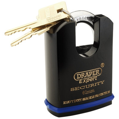 Draper Expert 61mm Heavy Duty Padlock and 2 Keys with Shrouded Shackle ...