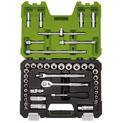 Draper Expert MM/AF Combined Socket Set, 3/8" Sq. Dr., Green (41 Piece ...
