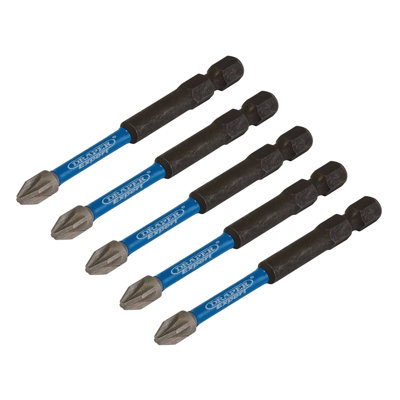 Draper Expert PZ-Type Impact Screwdriver Bits, No.2 x 75mm, 1/4" Hex ...