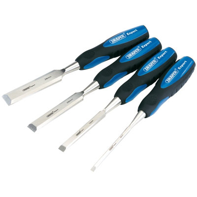 Draper Expert Soft Grip Bevel Edge Wood Chisel Set, 150mm (4 Piece) 89726 | DIY at B&Q