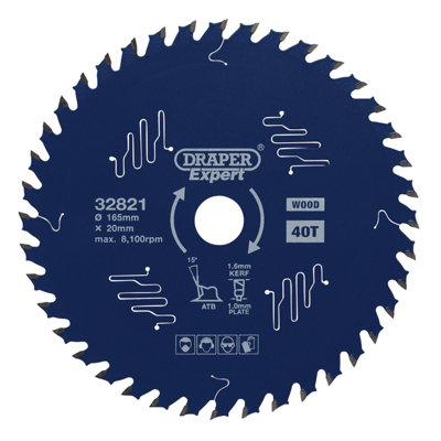 Draper Expert TCT Circular Saw Blade for Wood with PTFE Coating, 165 x ...