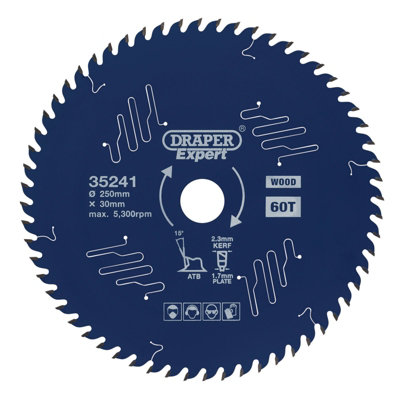 Draper Expert TCT Circular Saw Blade for Wood with PTFE Coating, 250 x ...