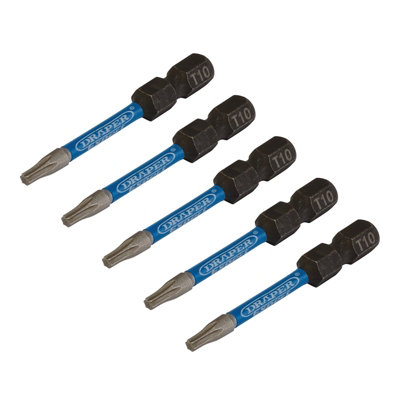 Draper Expert TX-STAR Impact Screwdriver Bits, T10 x 50mm, 1/4" Hex ...