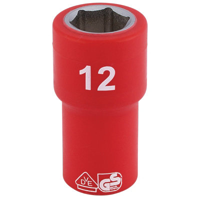 Draper Fully Insulated VDE Socket, 1/4" Sq. Dr., 12mm 31490