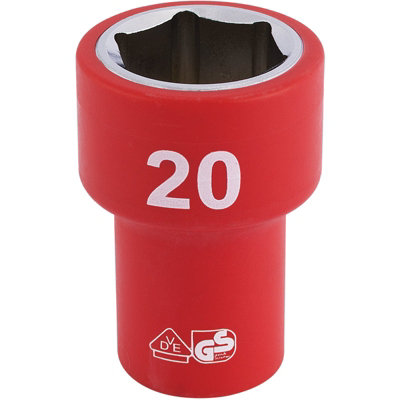 Draper Fully Insulated VDE Socket, 3/8" Sq. Dr., 20mm 31748 | DIY at B&Q
