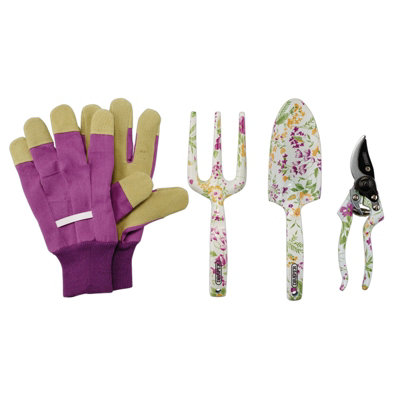 Draper Garden Tool Set with Floral Pattern (4 Piece) 08993 | DIY at B&Q