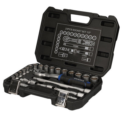 Draper HI-TORQ Metric Socket Set, 1/2" Sq. Dr. (23 Piece) 21442
