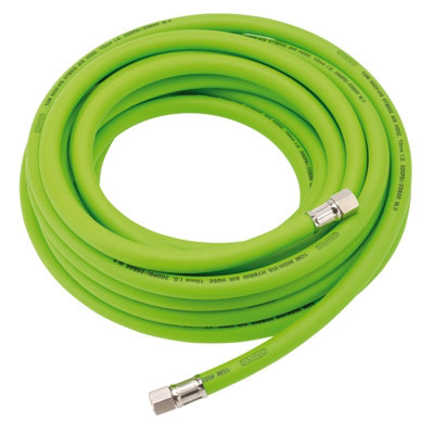 Draper High Visibility Hybrid Air Hose 10m x 10mm 1/4" BSP Green Durable