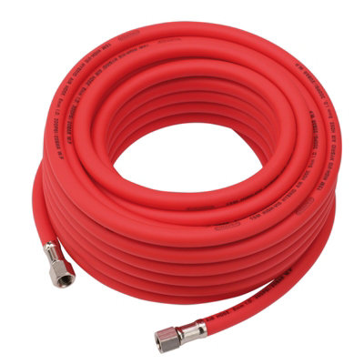 DRAPER HIGH VISIBILITY HYBRID AIR HOSE 15M X 8MM 1/4" BSP RED DURABLE
